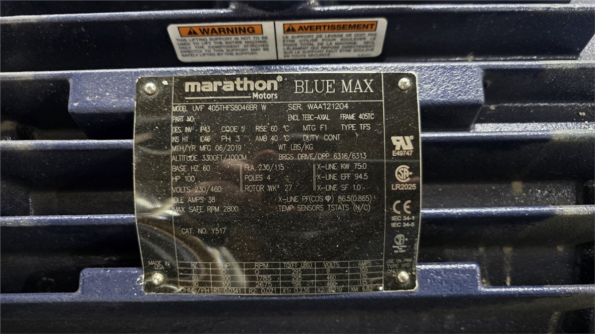 100 HP Marathon Blue Max Model, Unused, Frame 405TC | Plastic Machinery ...